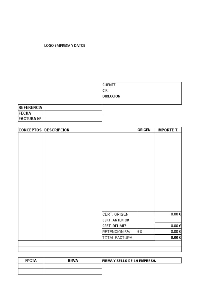 Formato de Factura de Obra | PDF
