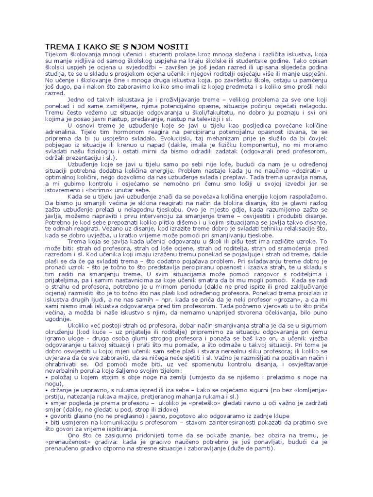 Trema I Kako Se S Njom Nositi | PDF