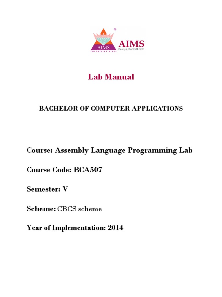 Assembly Language Lab Manual | PDF | Assembly Language | Binary Coded ... Assembly Language Lab Manual | PDF | Assembly Language | Binary Coded ...
