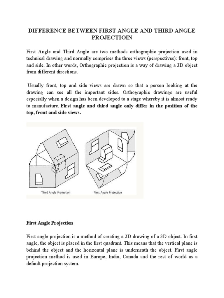 1 & 3 Angle Projection | PDF | Infographics | Computer Graphics