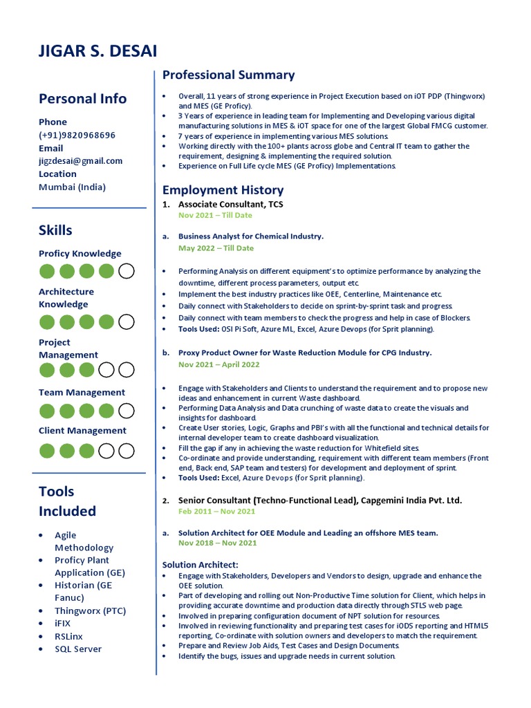 JIGAR S DESAI MES Resume | PDF | Computing | Information Technology ...