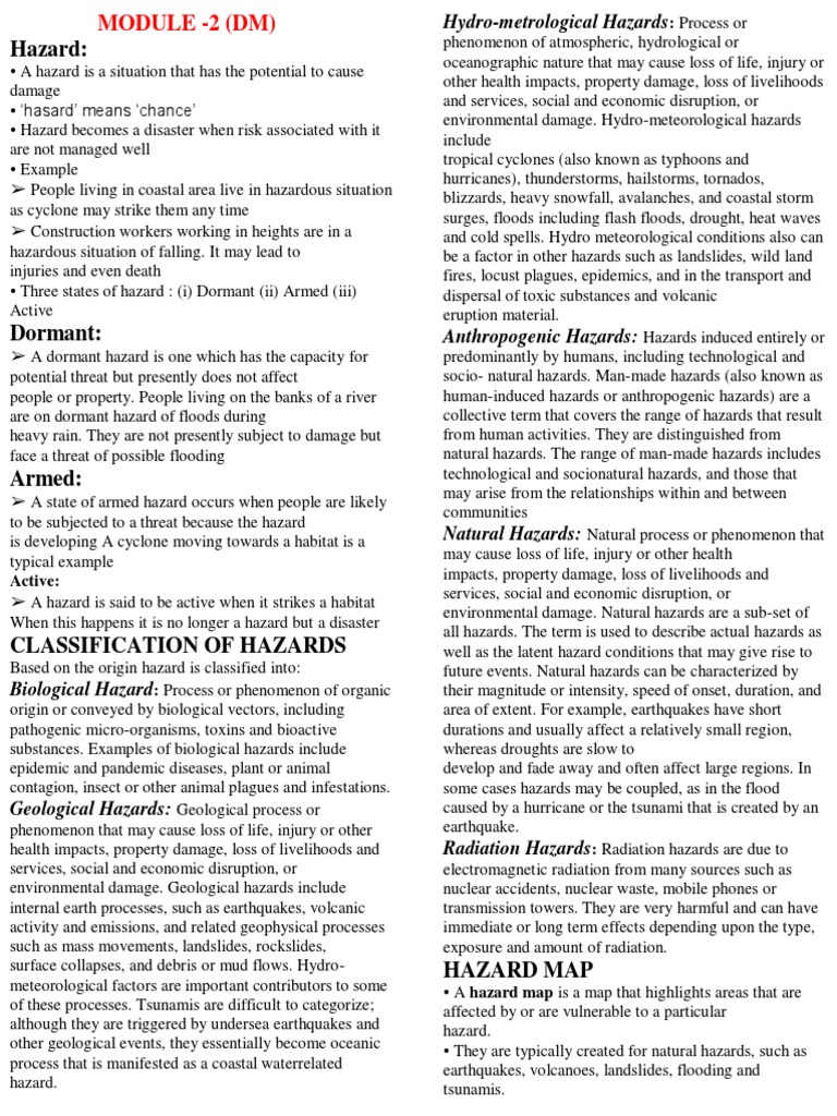DM M2 Short Notes | PDF | Hazards | Risk