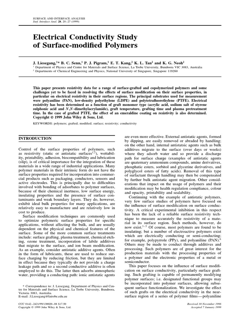 Electrical Conductivity Study | PDF | Polymers | Copolymer
