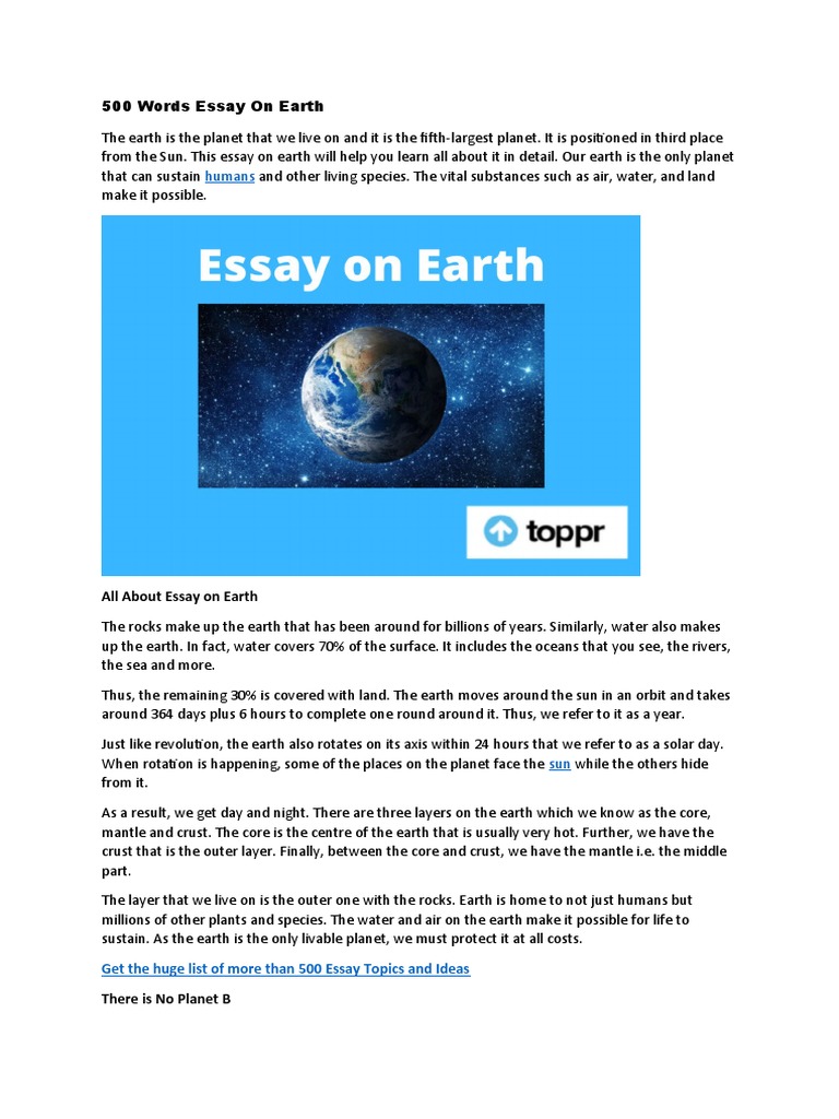Earth Essay | PDF | Earth | Planetary Core
