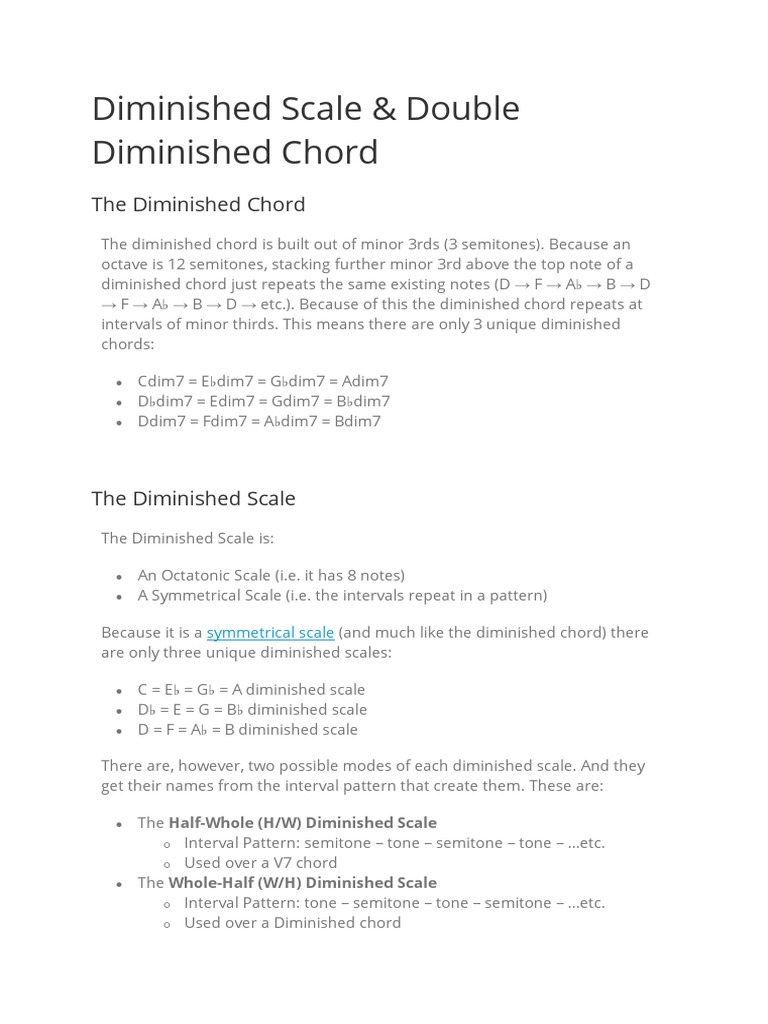 Diminished Scale | PDF | Scale (Music) | Interval (Music)