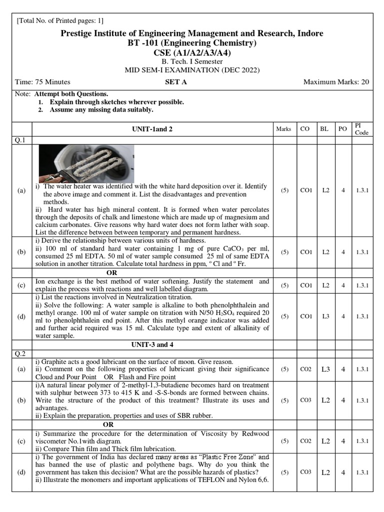 MST-1 Paper Chemistry - Soultion - CSE - DEC 2022 | PDF | Ion Exchange ...