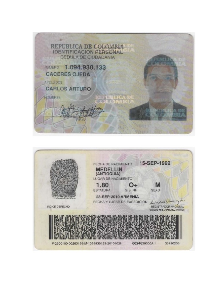 Cédula Arturo Cáceres Ojeda | PDF