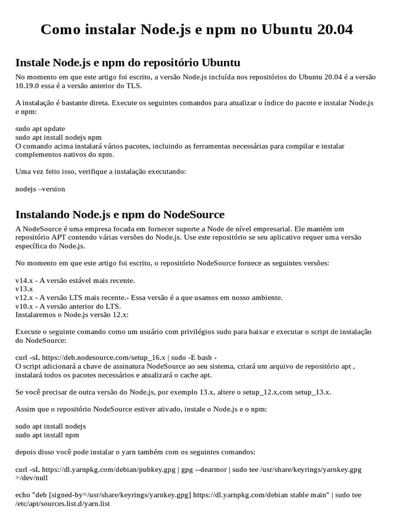 Instalar NodeJs NPM | PDF