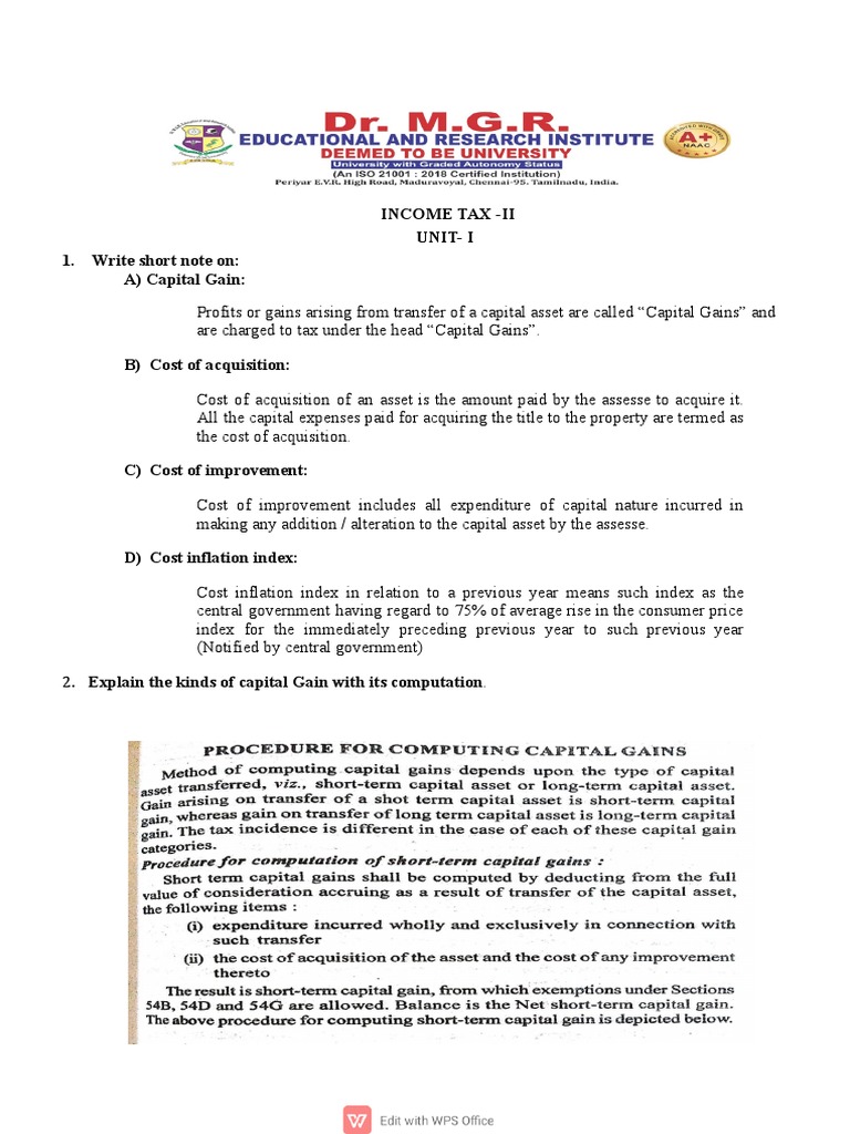 INCOME TAX 30 Qns & Ans | PDF | Capital Gains Tax | Taxes