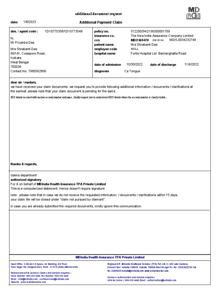 Additional Document Request | PDF | Public Services | Social Programs