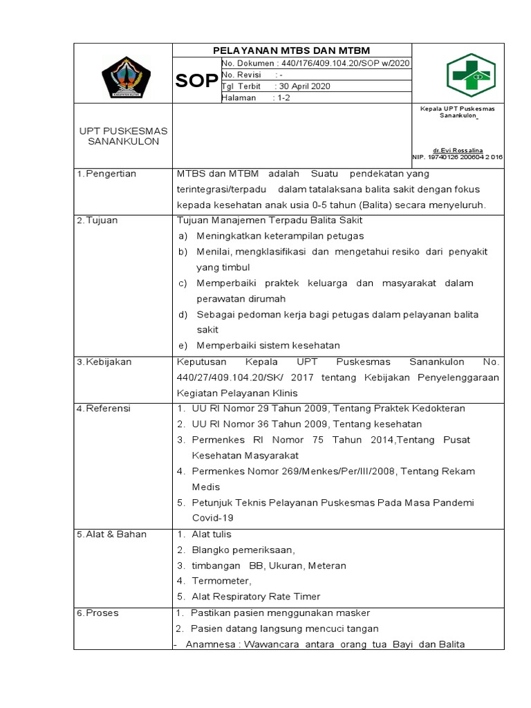 SOP Pelayanan MTBS Balita | PDF | Pengembangan Diri | Sains & Matematika