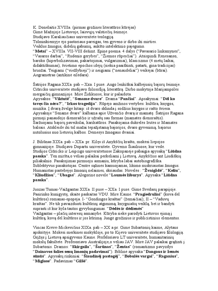 12 Klases Egzamino Autoriai | PDF