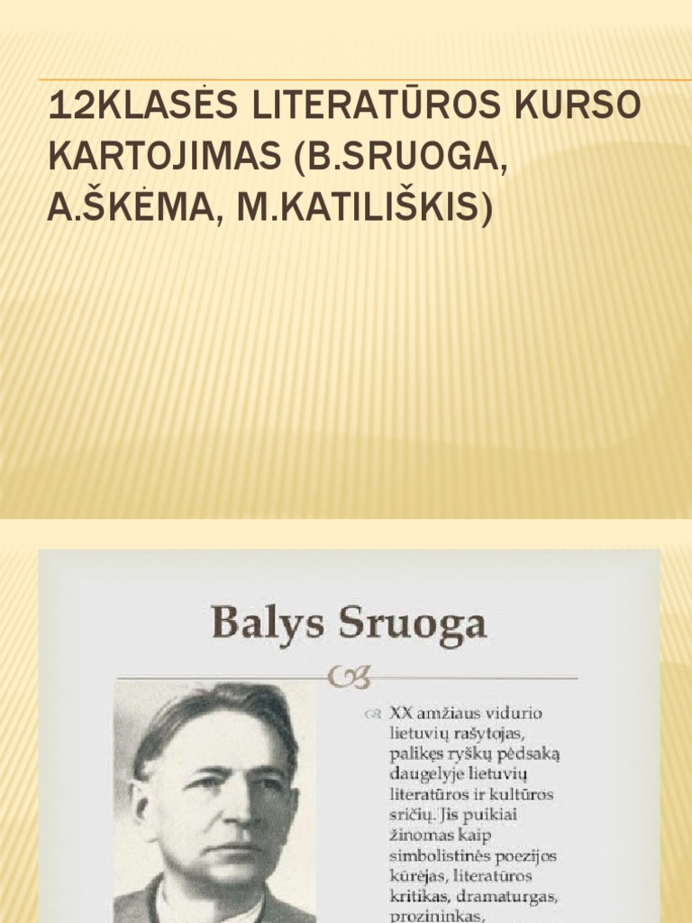 12 Klases Literaturos Kurso Kartojimas B Sruoga A Skema M Katiliskis | PDF