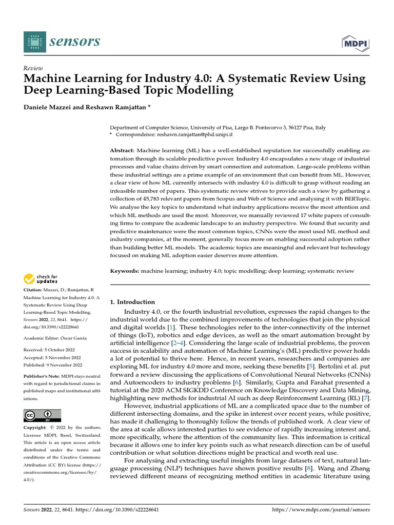 Machine Learning For Industry 40 A Systematic Review Using Deep ...