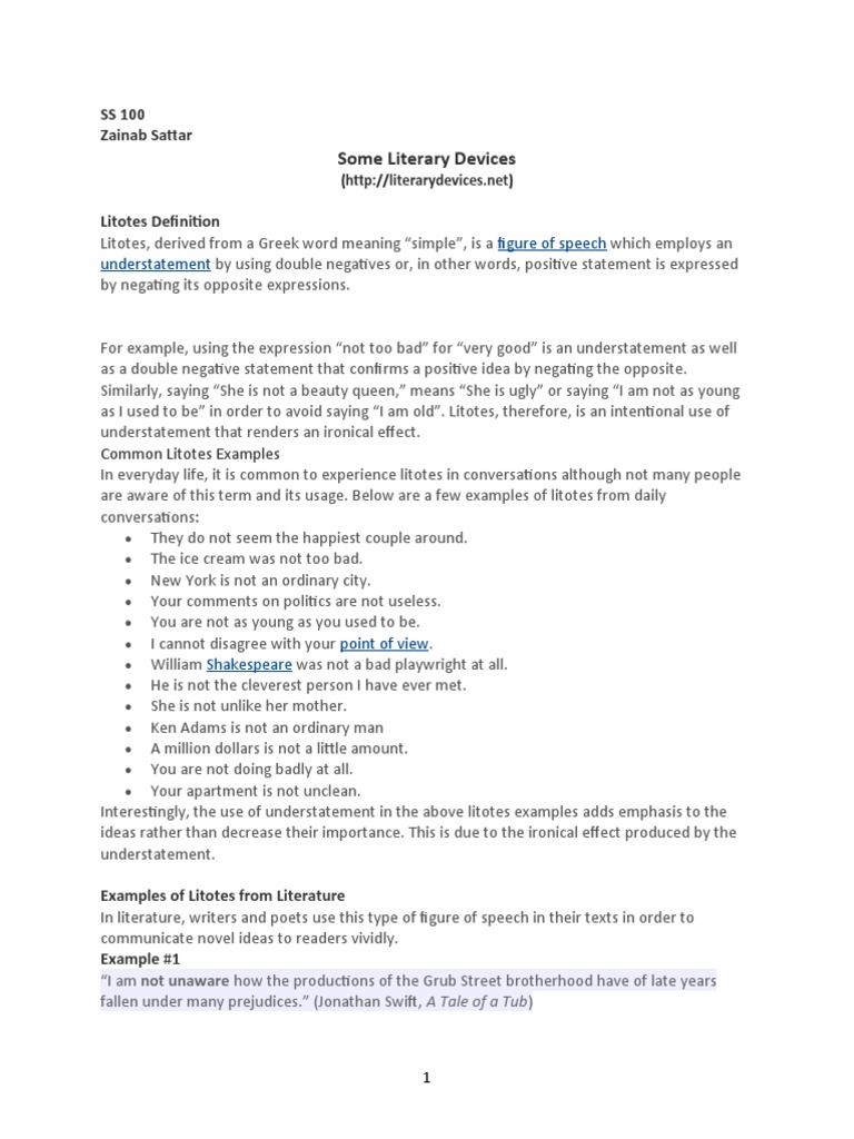 Literary Devices | PDF | Irony | Metaphor