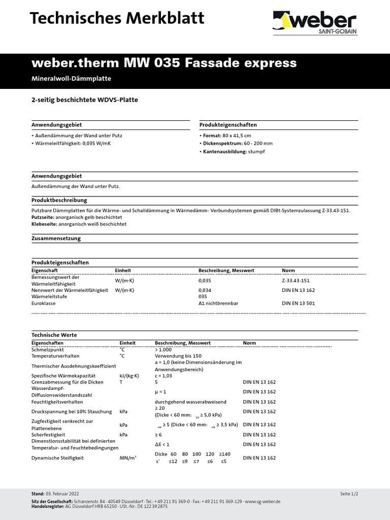 TM Weber - Therm MW 035 Fassade-Express | PDF