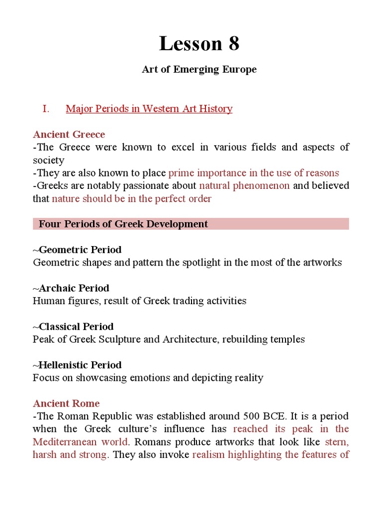 Summary of Lesson 8 | PDF | Aesthetics | The Arts