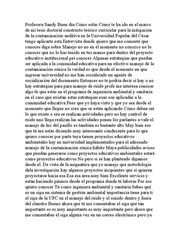 Entrevista Sandy | PDF | Entorno natural | Sonido