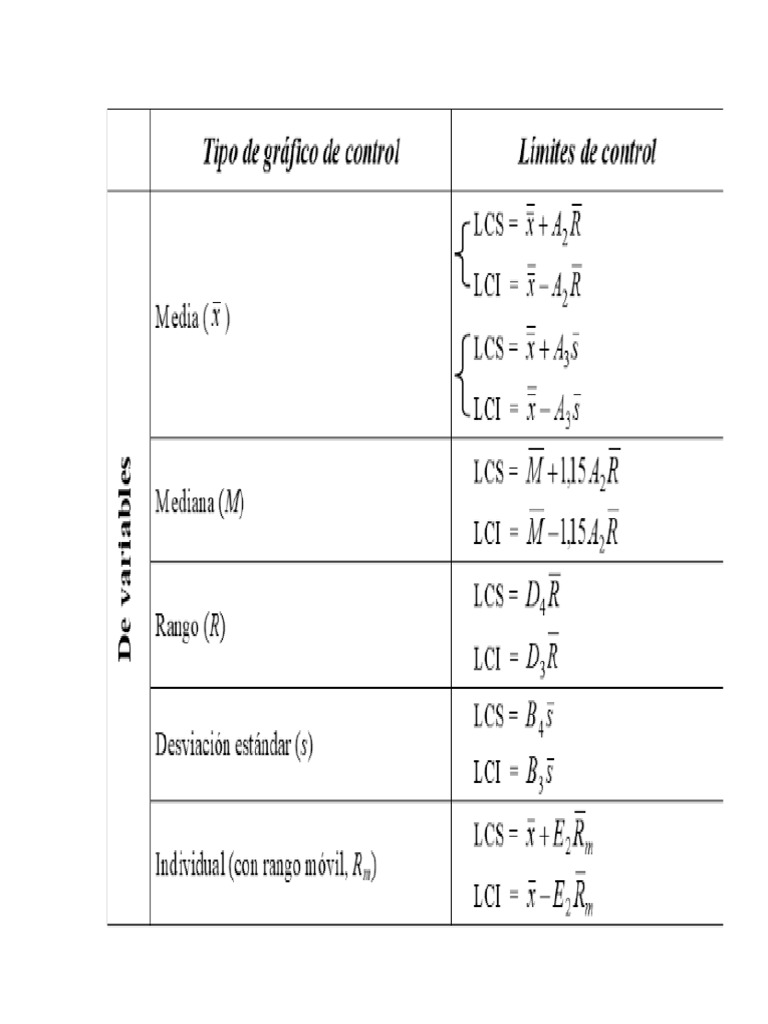 Formulario Control Estadistico | PDF