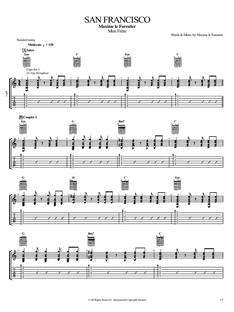 Maxime Le Forestier - San Francisco (Full Score) Ryth | PDF | All ...