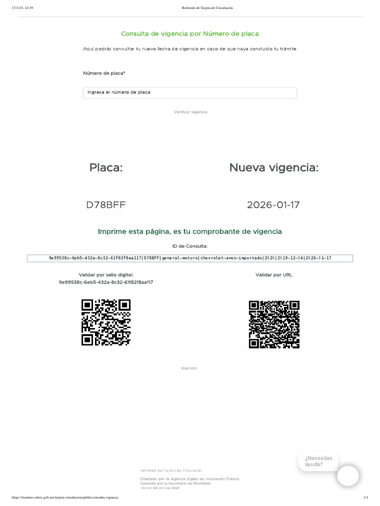 Nueva Vigencia Tarjeta Circulación | PDF