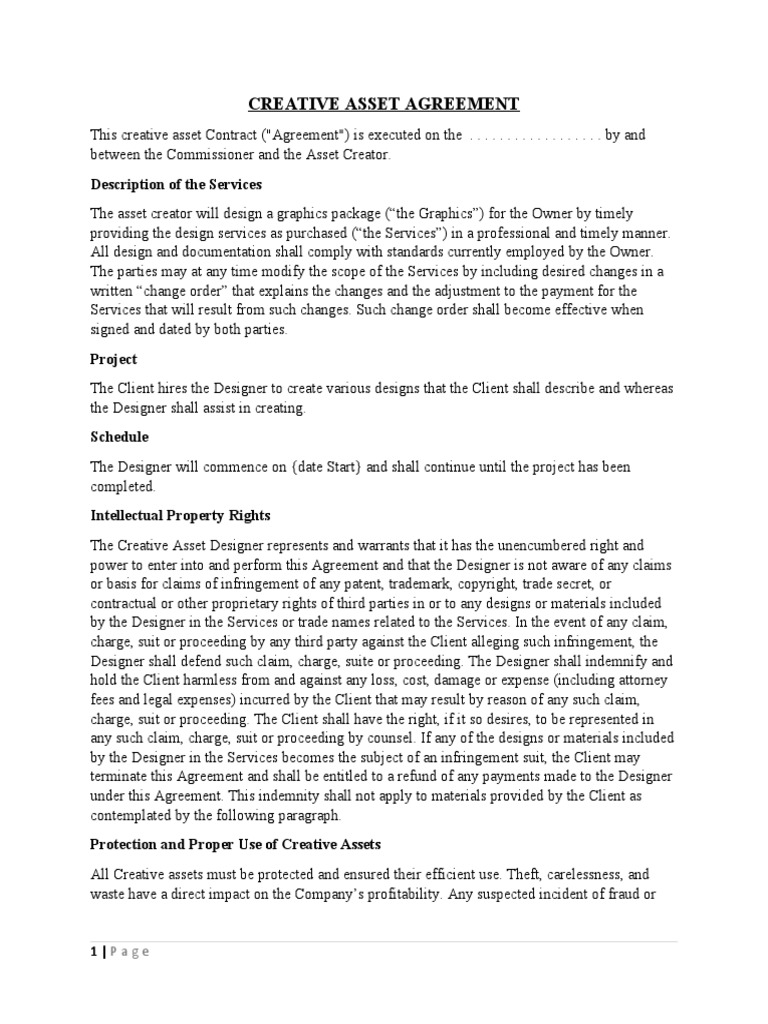 Creative Asset Agreement | PDF