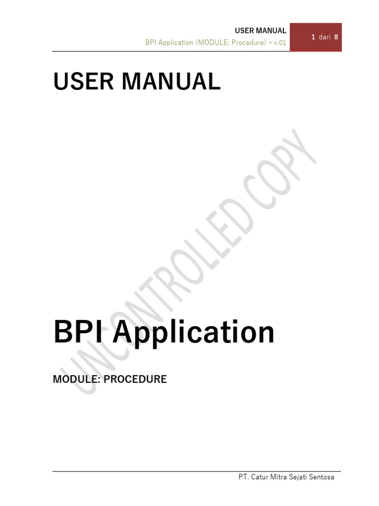 User Manual BPI App - Procedure | PDF