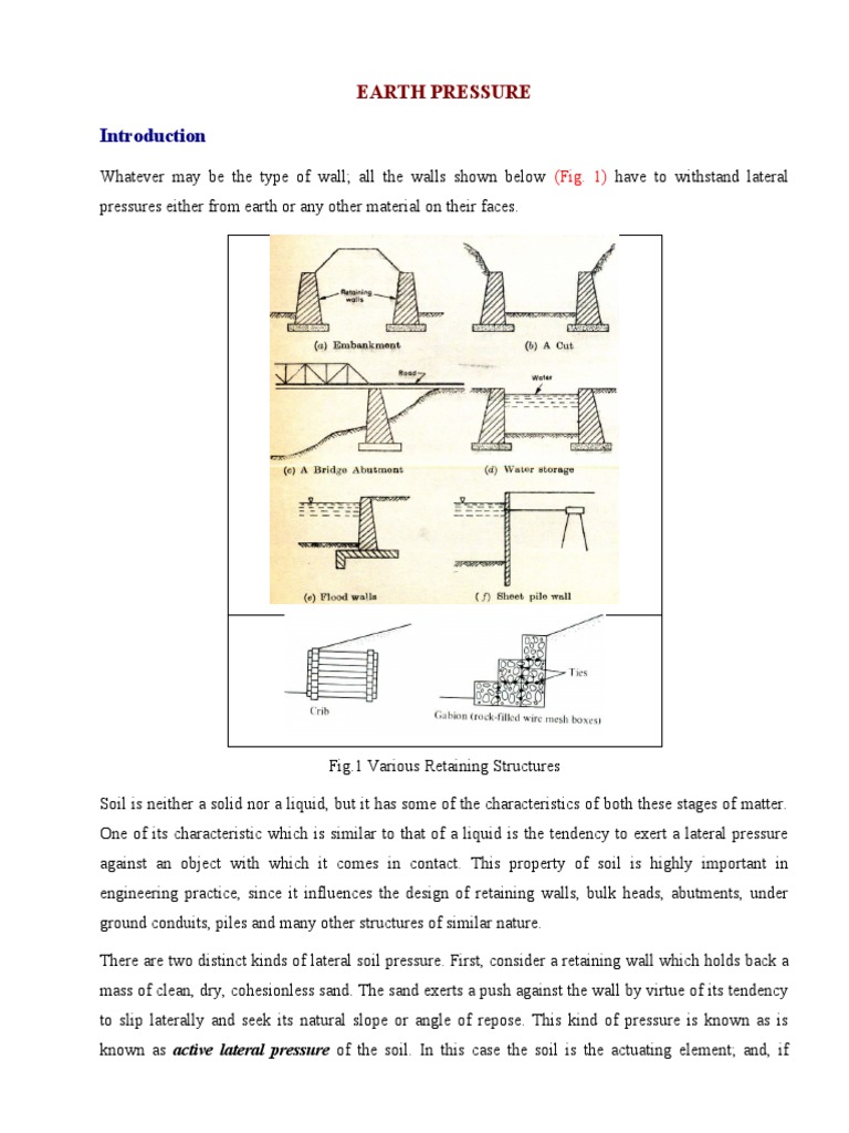 Understanding Earth Pressure Mechanics | PDF | Mechanics | Applied And ...