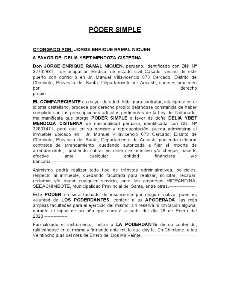 Pòder Simple DR Ramal | PDF | Derecho