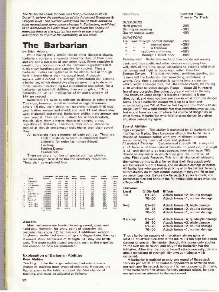 Classe - White Dwarf #4 & Best of I - 1980 - The Barbarian | PDF