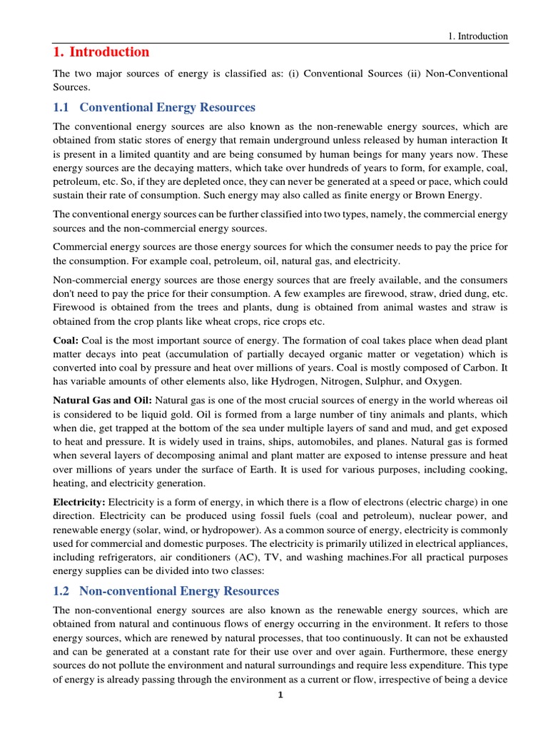 RES Unit 1 - Introduction | PDF | Energy Development | Tide