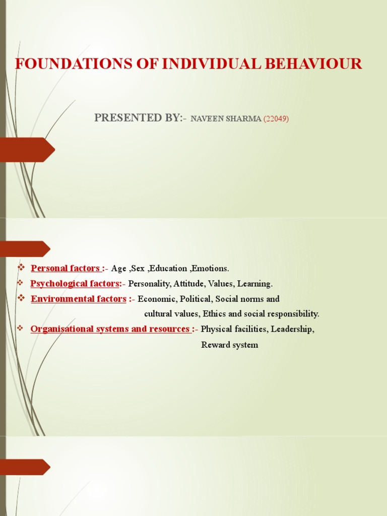 Foundations of Individual Behaviour PPT (I) | PDF