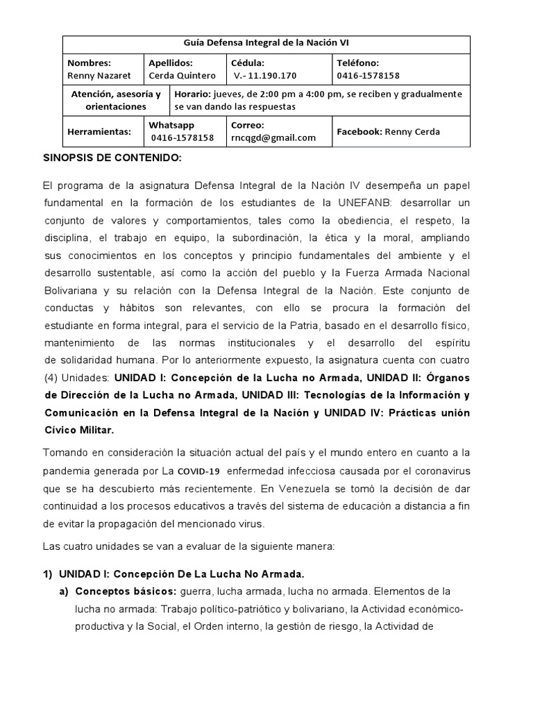 Guía de Defensa Integral de la Nación VI | PDF