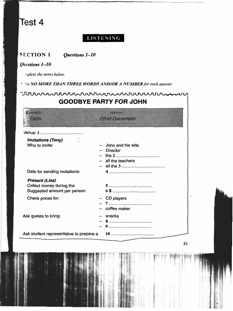 IELTS 4 Listening Test 4 Pgs.81-87 | PDF
