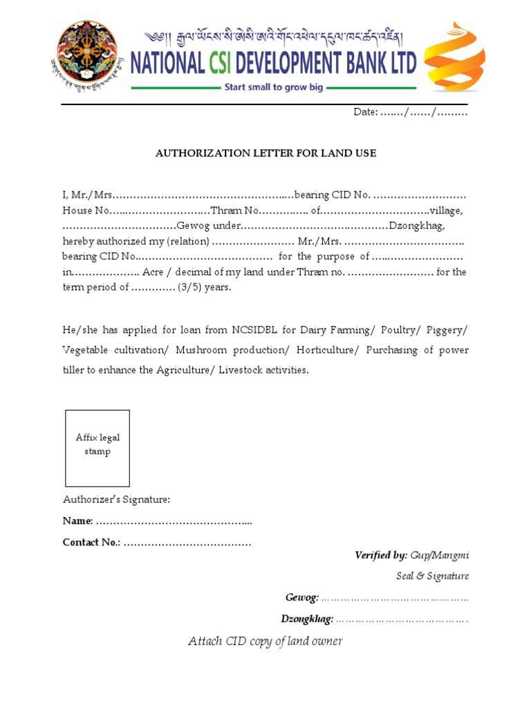Land Use Authorization Letter Template | PDF | Law