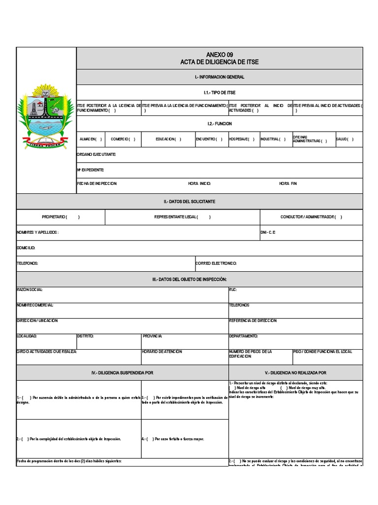 Anexo 9 Acta de Diligencia de ITSE | PDF