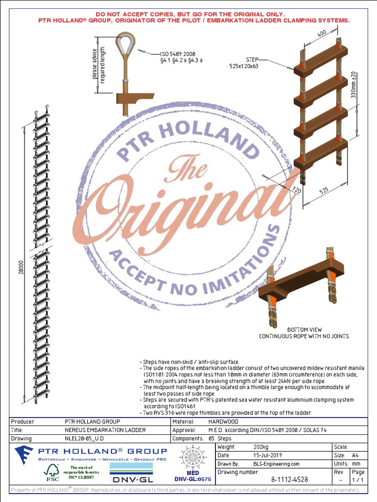 Emb. Ladder 28.00mtr - NEREUS - Clamped - U.S | PDF | Equipment | Building Engineering