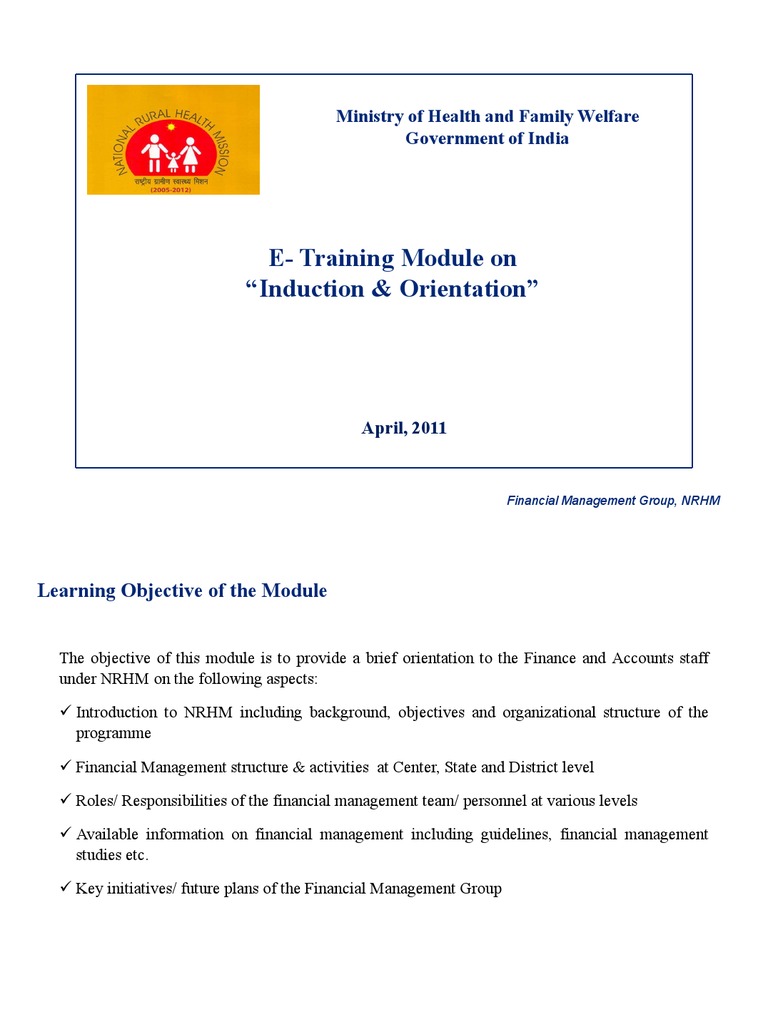 E-Training Module On E - Training Module On "Induction & Orientation ...