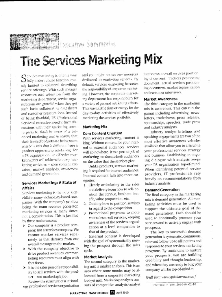 The Service Marketing Mix | PDF | Economic Institutions | Microeconomics