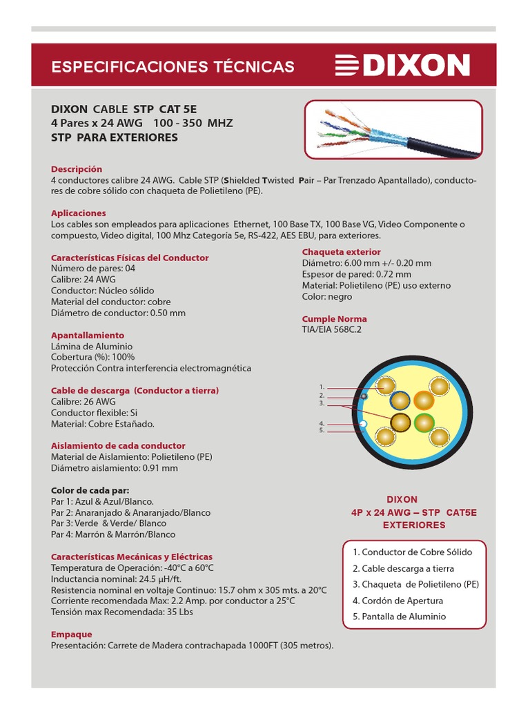 Cable STP Cat 5e para Exteriores | PDF | Conductor electrico | Cobre