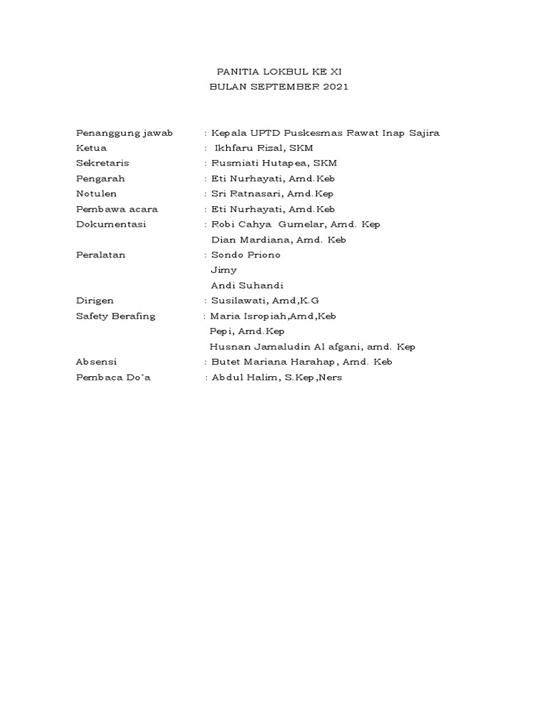 Susunan Acara Panitia Lokbul Ke 9 | PDF