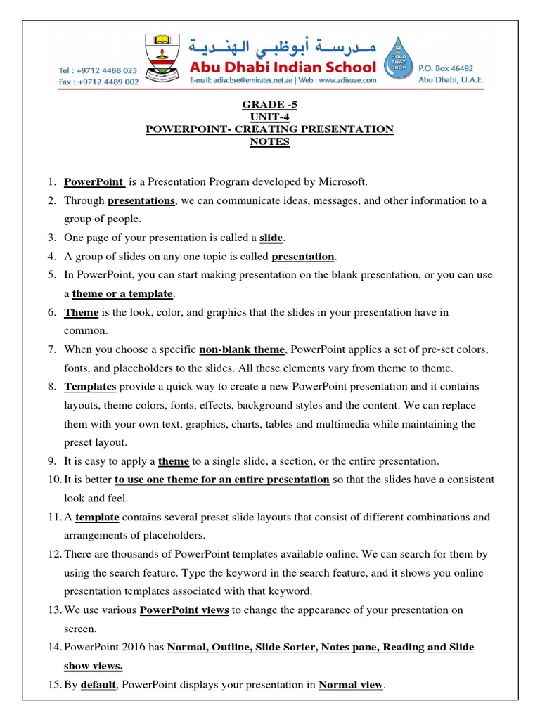GR5 Unit-4-Notes-Powerpoint | PDF