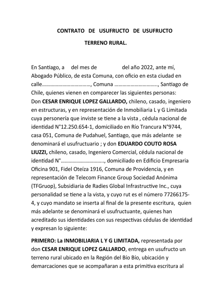 Contrato de Usufructo de Usufructo | PDF | Derecho