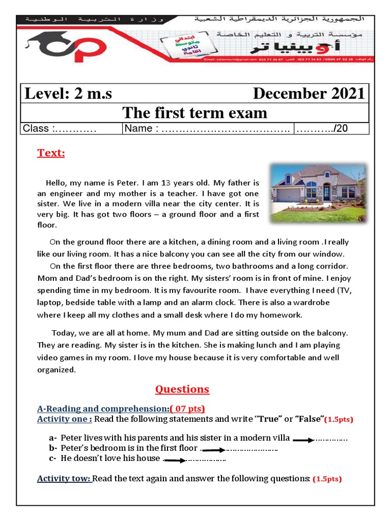 Dzexams 2am Anglais 1214558 | PDF | Bedroom | Room