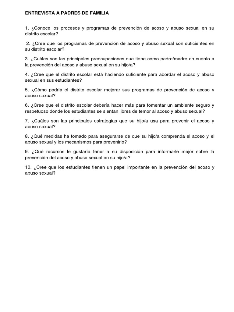 Entrevista A Padres de Familia | PDF