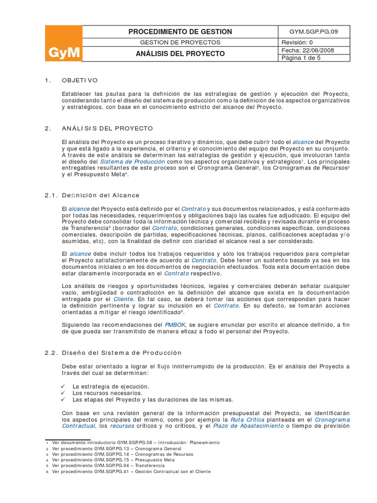 GYM - sgp.PG.09 - Ánalisis Del Proyecto | Descargar gratis PDF | Planificación | Gestión de ...