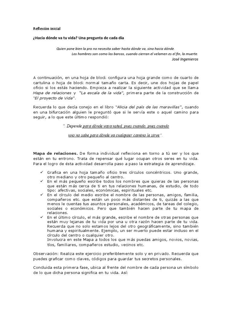 Mapa de Relaciones y Proyecto de Vida | PDF