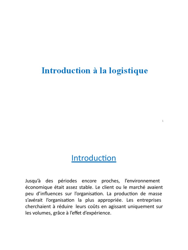 Logistique Cours | PDF | Logistique | Gestion de la chaîne logistique