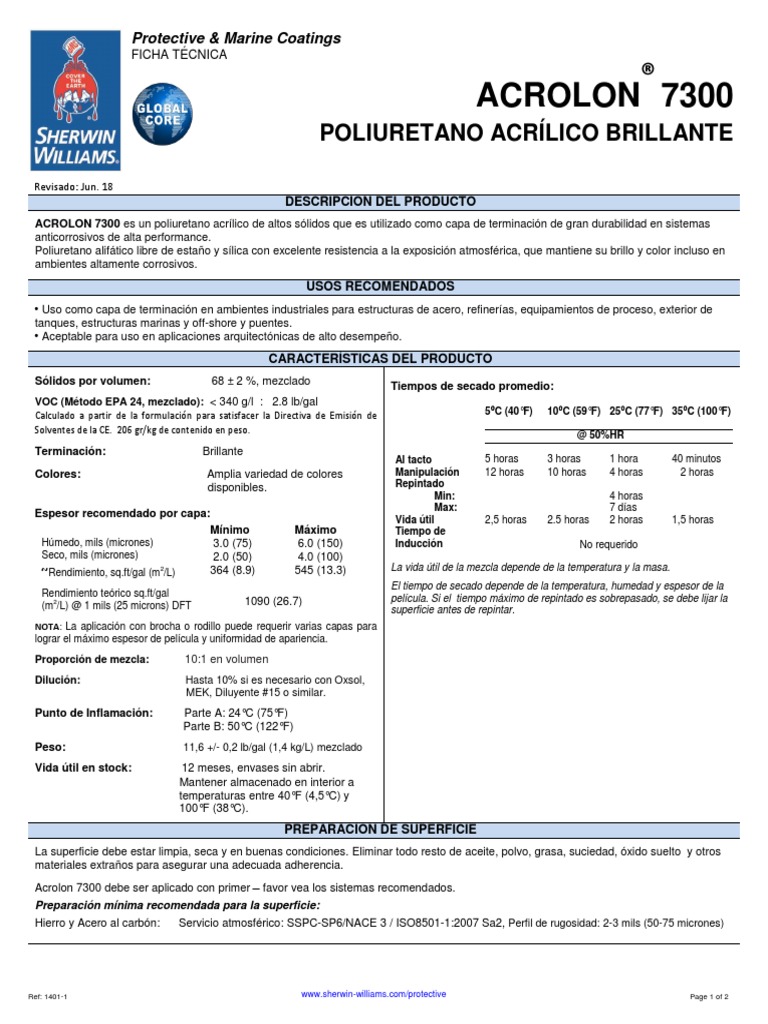 Ficha Acrolon 7300 | PDF | Ciencia y matemáticas