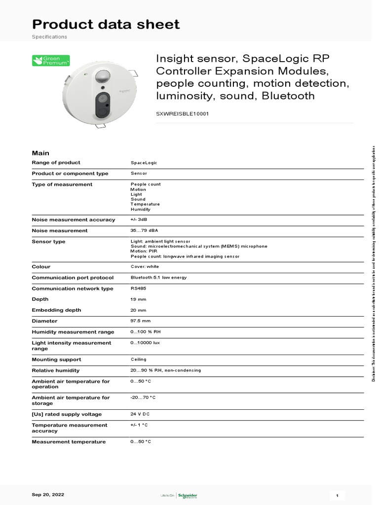 SpaceLogic Sensor Data Sheet | PDF | Physical Sciences